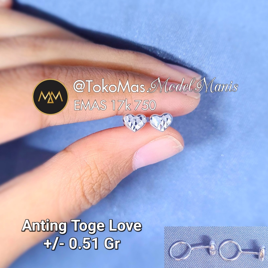 Jual Anting Toge Love Ukir Putih 750 kadar 17k | Shopee Indonesia