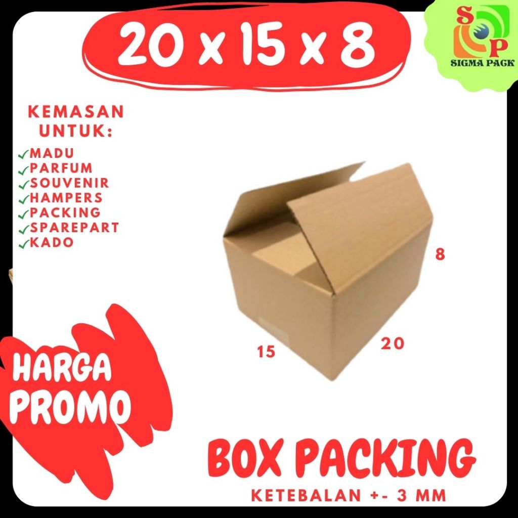 Jual Box 20x15x8 / Kardus 20x15x8 A1 Packing Karton / Dus 20x15x8 ...