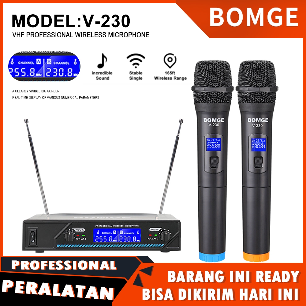 Jual BOMGE Karaoke Microphone System with 2 Wireless Handheld Condenser Mic Handheld Dynamic ...