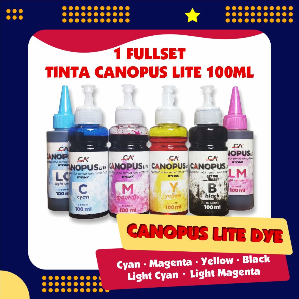 Jual 1 SET CMYK LC LM CANOPUS Lite Tinta Refill / Isi Ulang Printer ...