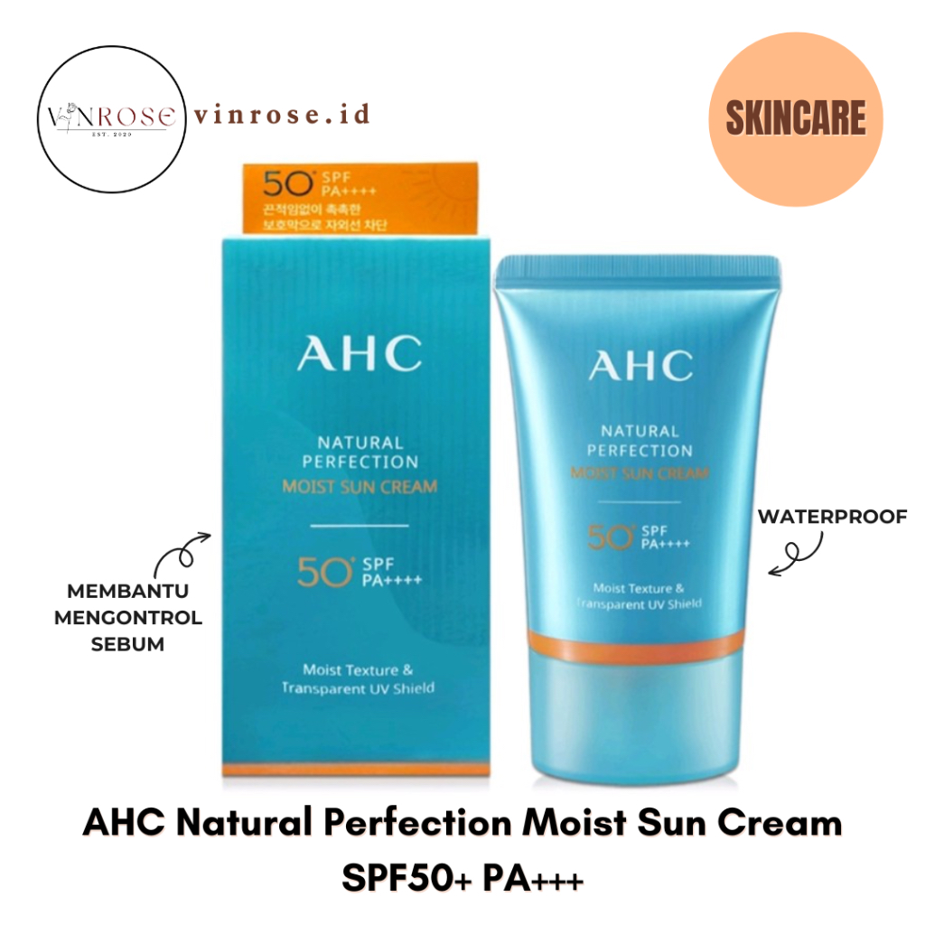 Jual AHC Natural Perfection Moist Sun Cream SPF50+ PA+++ Skincare ...
