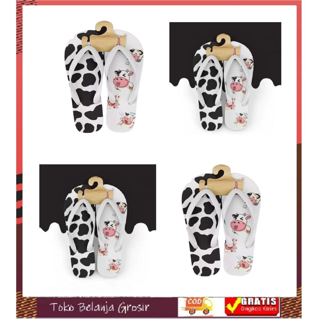 Jual SANDAL JEPIT WANITA MOTIF SAPI SANDAL SPON RINGAN SANTAI LUCU ...