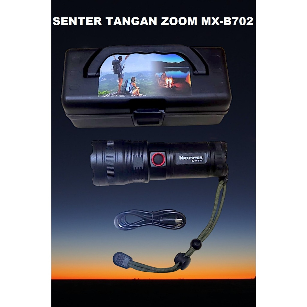 Jual Senter tangan MAX POWER ZOOM In Out Led MX - B702 LED Super Terang ...