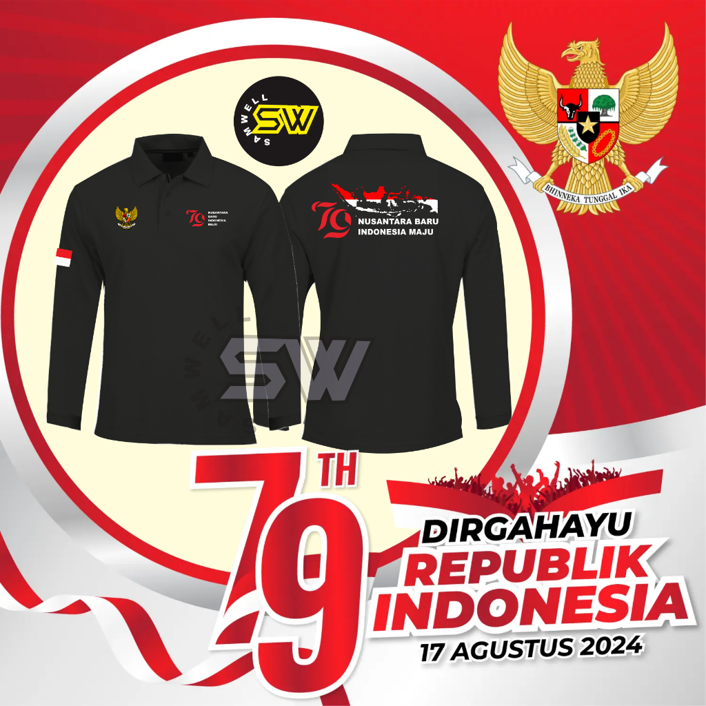 Jual Poloshirt / Kaos Kerah Polo Dirgahayu Republik Indonesia ke 79 Nusantara Baru Indonesia ...