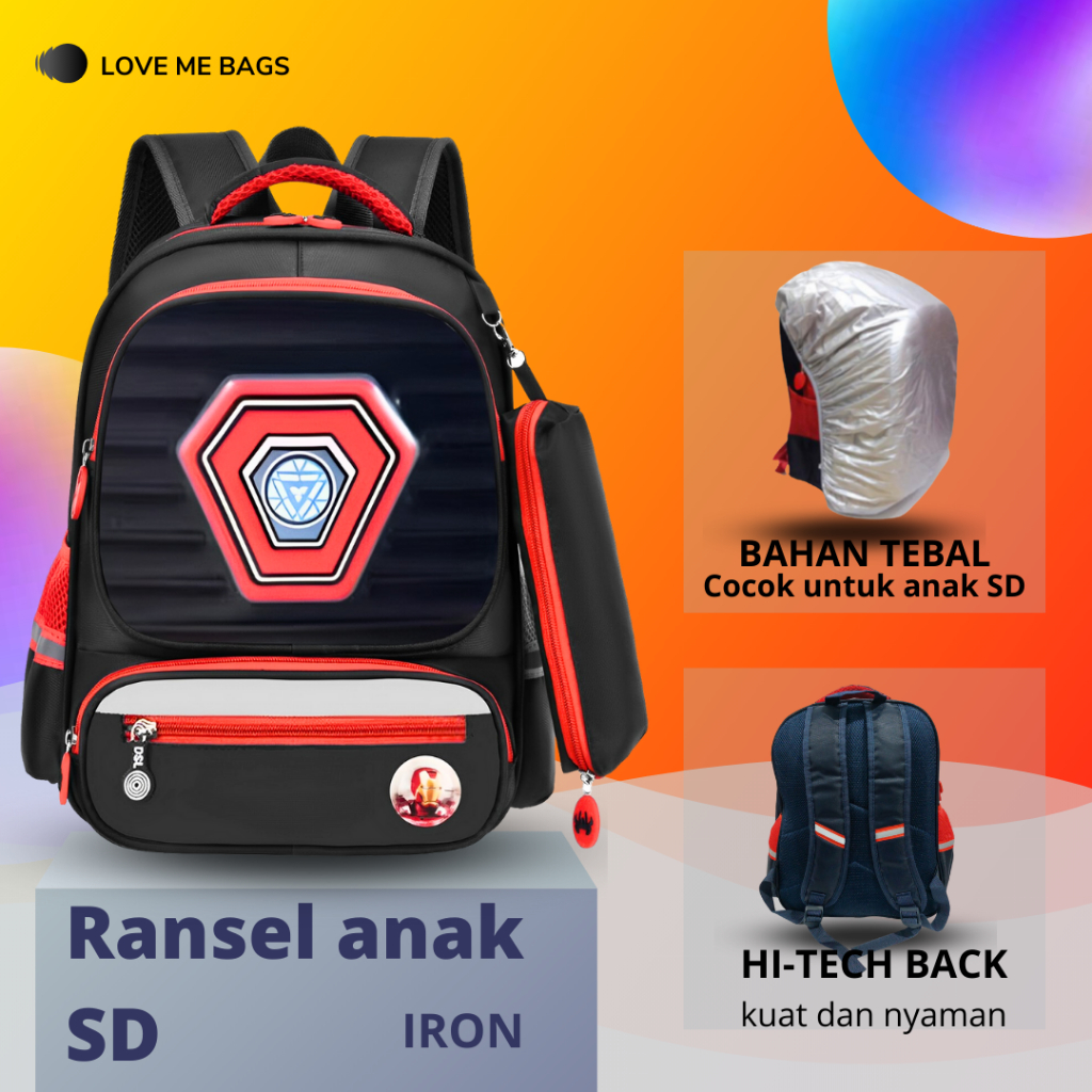 Jual LMB Tas Sekolah Anak SD Import Laki Karakter Superhero Timbul 6D Ukuran Besar Bahan Nilon ...