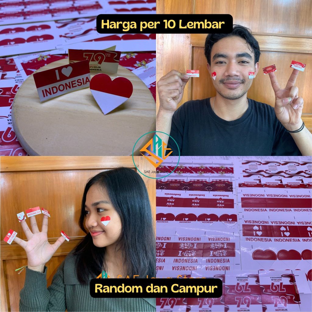 Jual (10 LEMBAR) SAE- STICKER PIPI MERAH PUTIH ISI 30 DAN 32 PCS HUT ...