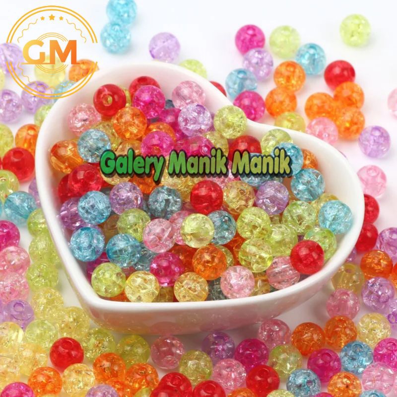 Jual Manik Mote Acrilic Motif ice Retak 6mm dan 8mm | Shopee Indonesia