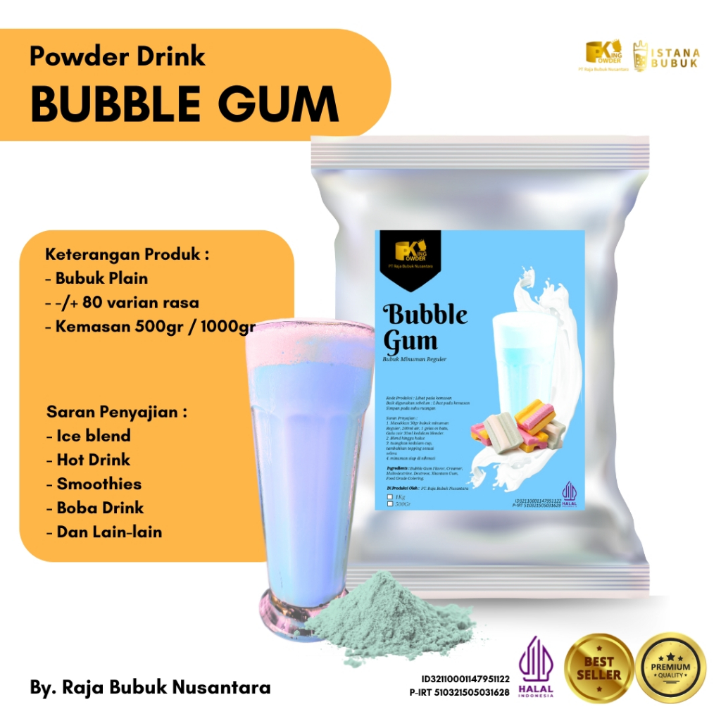 Jual Bubuk Minuman Bubblegum Bubuk Minuman Permen Karet Biru Powder ...