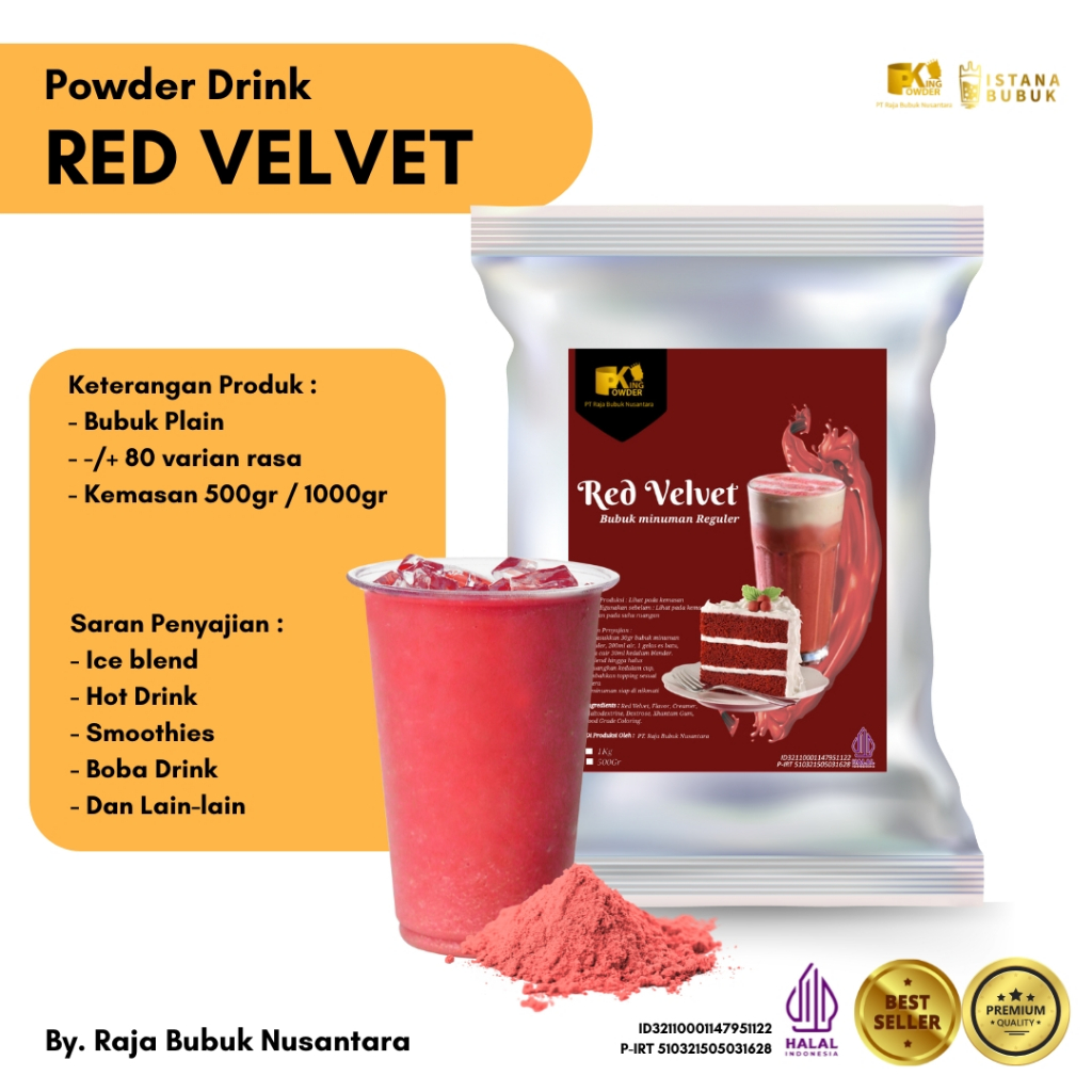 Jual Bubuk Minuman Red Velvet Serbuk Minuman rasa Red Velvet Powder ...