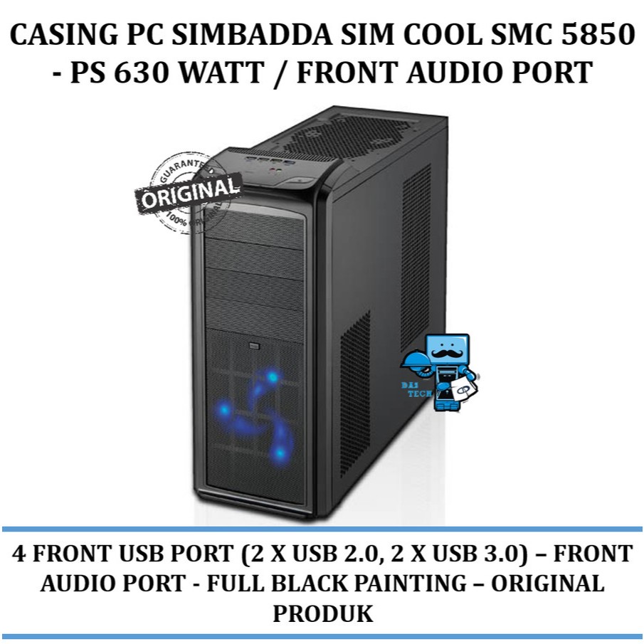 Jual Casing PC Simbadda Sim Cool SMC 5850 - PS 630 Watt / Front Audio ...