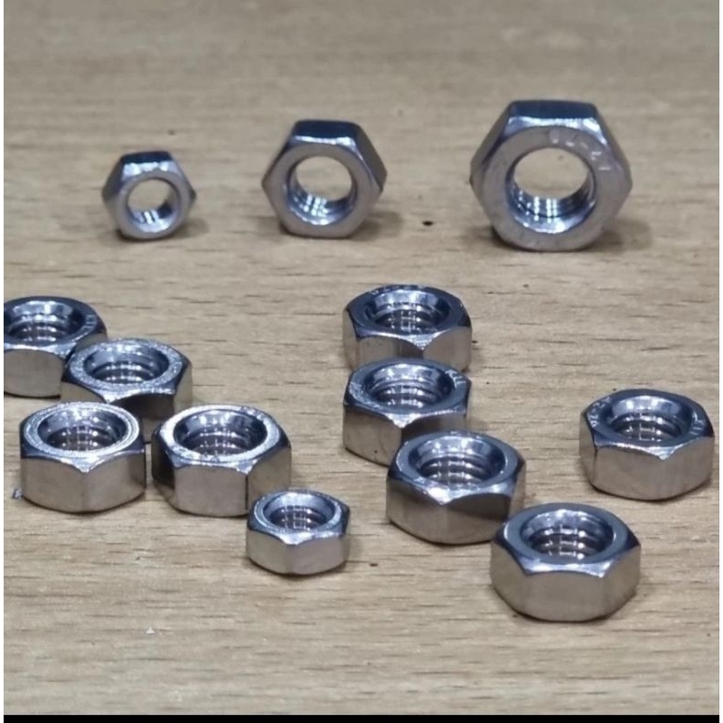 Jual Mur Stainless M3 M4 M6 M8 M10 mur hex nut 304 Stainpess baut Mur (HARGA PER ITEM ISI 10PCS ...