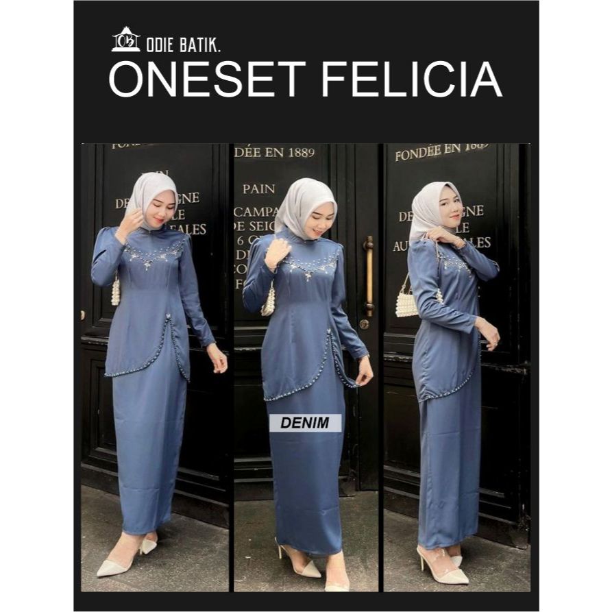 Jual NEW Oneset Felicya Baju Kurung Melayu Warna Denim Dress Pesta ...