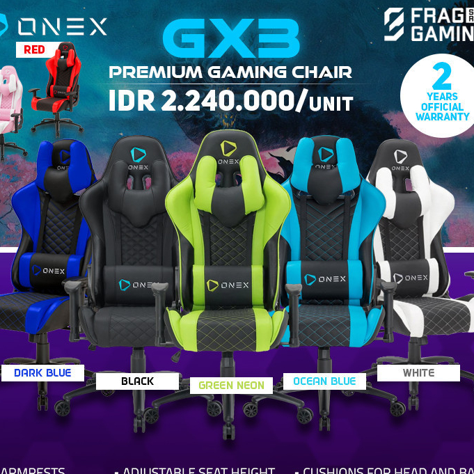 Jual ONEX GX3 / GX 3 / GX-3 Premium Quality Gaming Chair Kursi Gaming ...