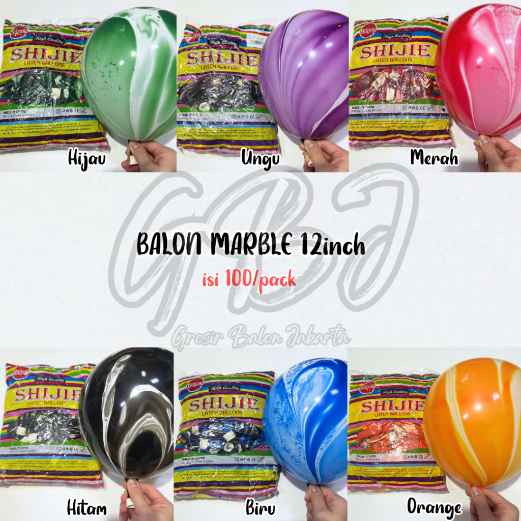 Jual (GROSIR) Balon Latex Motif Marble TEBAL / Balon Marmer Abstrak ...