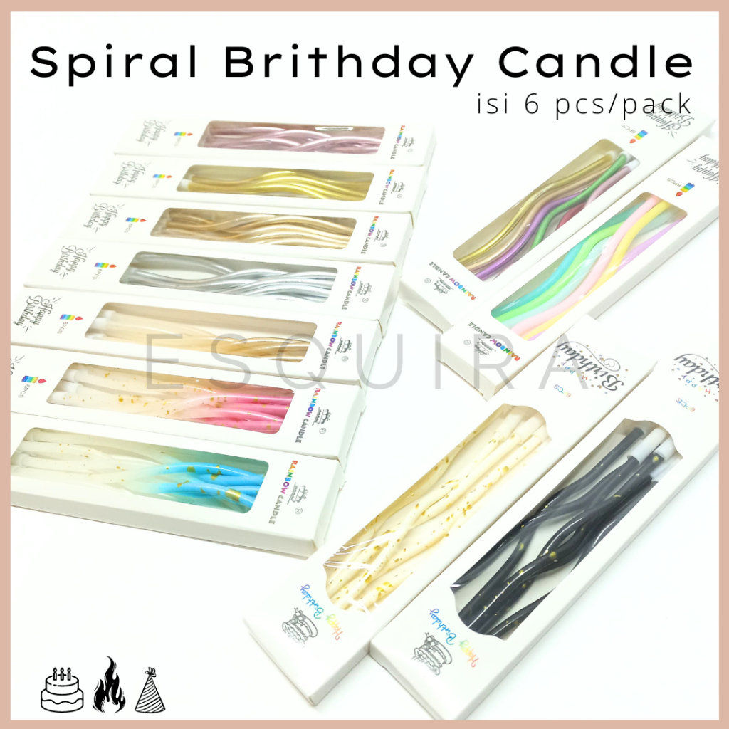 Jual Lilin Macaron Spiral / Lilin Ulang Tahun Ulir / Lilin Ulir Rainbow ...