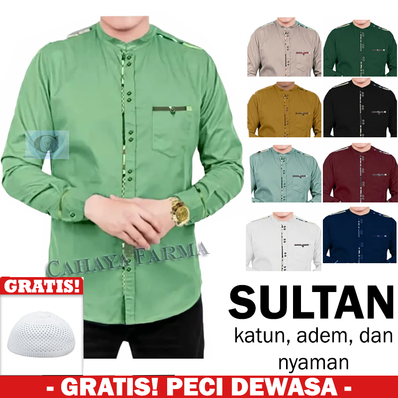 Jual Baju Koko Pria Dewasa Lengan Panjang Sultan Bahan Katun Baju Pria ...