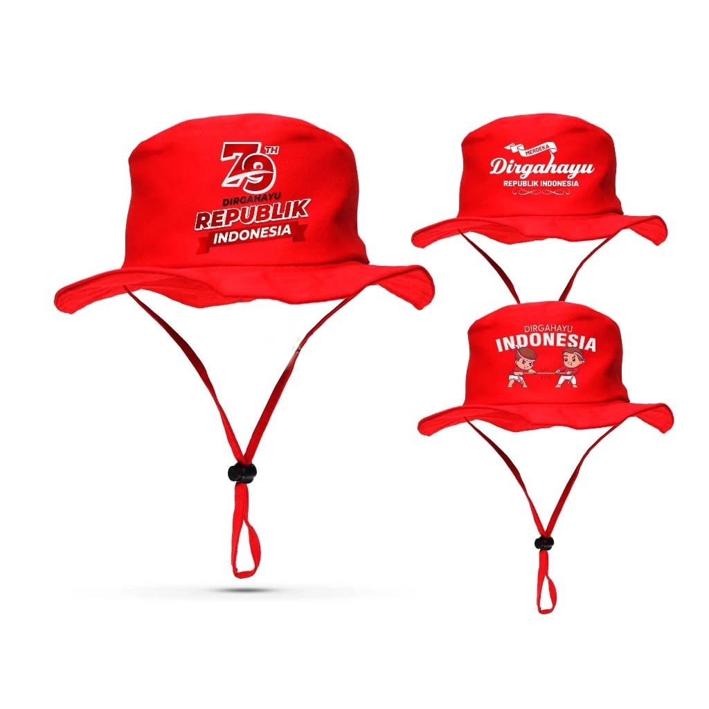 Jual Topi rimba anak warna merah pakai tali Topi rimba anak laki laki ...