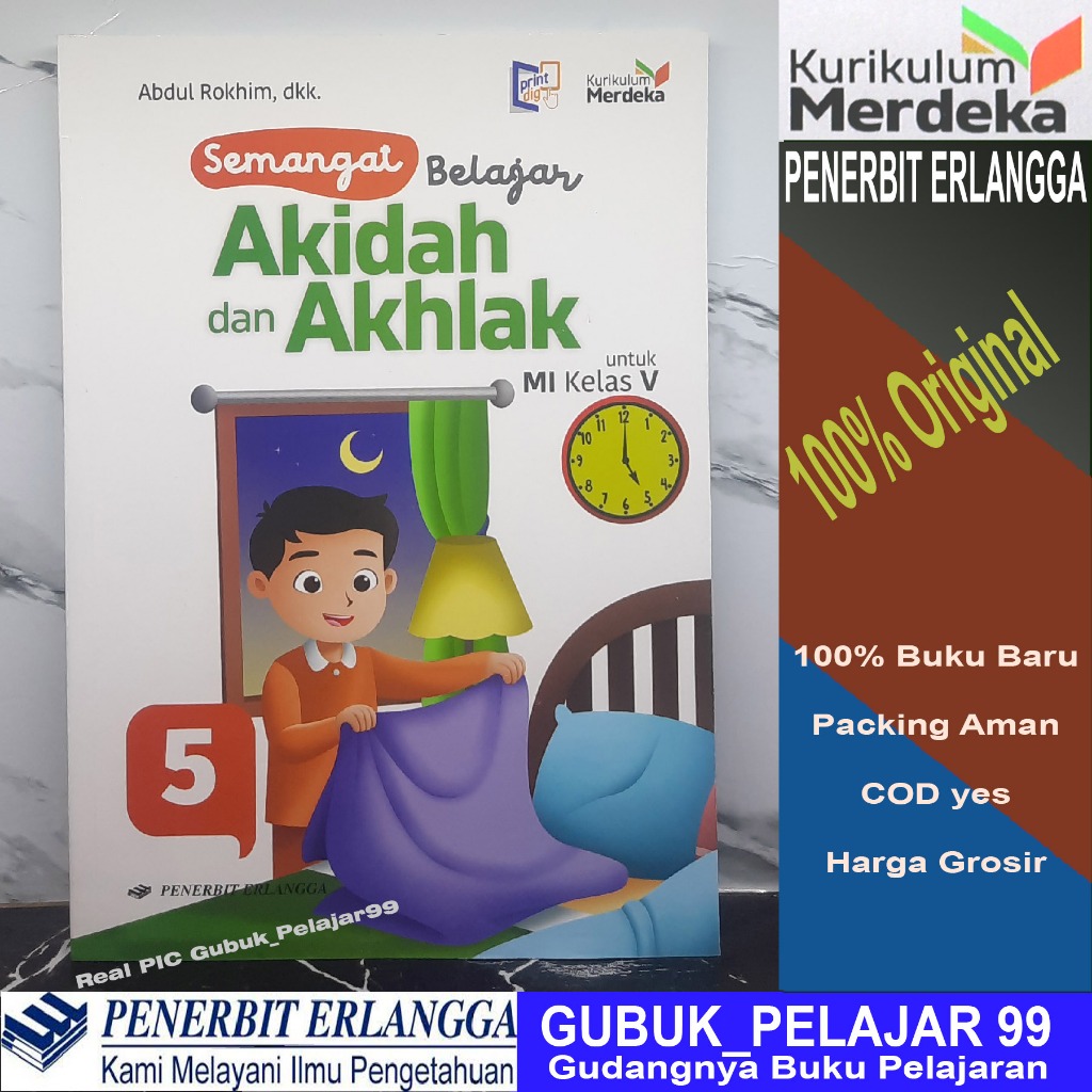 Jual Semangat Belajar AKIDAH dan AKHLAK Kelas 5 MI Kurikulum Merdeka Original Penerbit: Erlangga ...