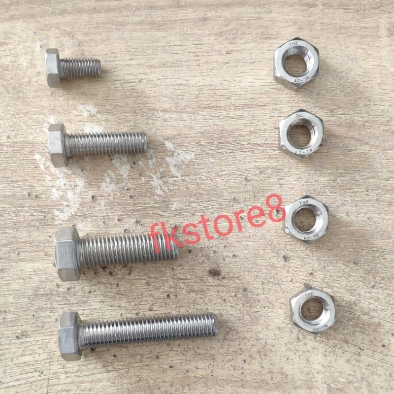 Jual Baut Mur Stainless 304 M8x20 Kunci 13 | Shopee Indonesia