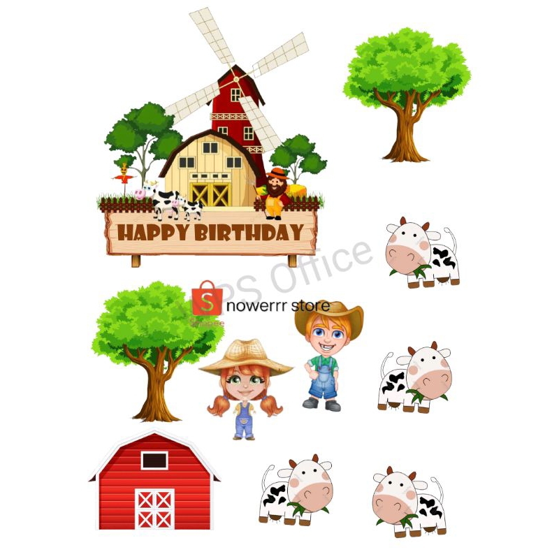 Jual Topper Cake Tema HEWAN TERNAK / FARM HEWAN TERNAK Custom/Topper ...