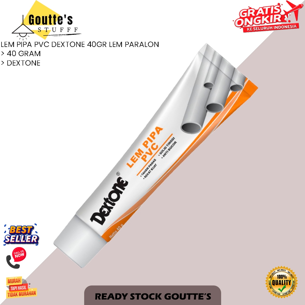 Jual LEM PIPA PVC DEXTONE 40GR LEM PARALON | Shopee Indonesia