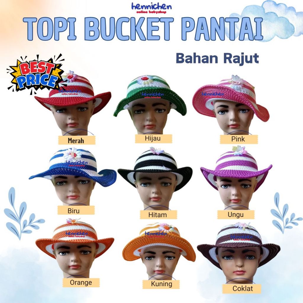 Jual ONLY 6000 TOPI BUCKET ANAK TOPI PANTAI TOPI ANYAMAN RAJUT ANAK ...