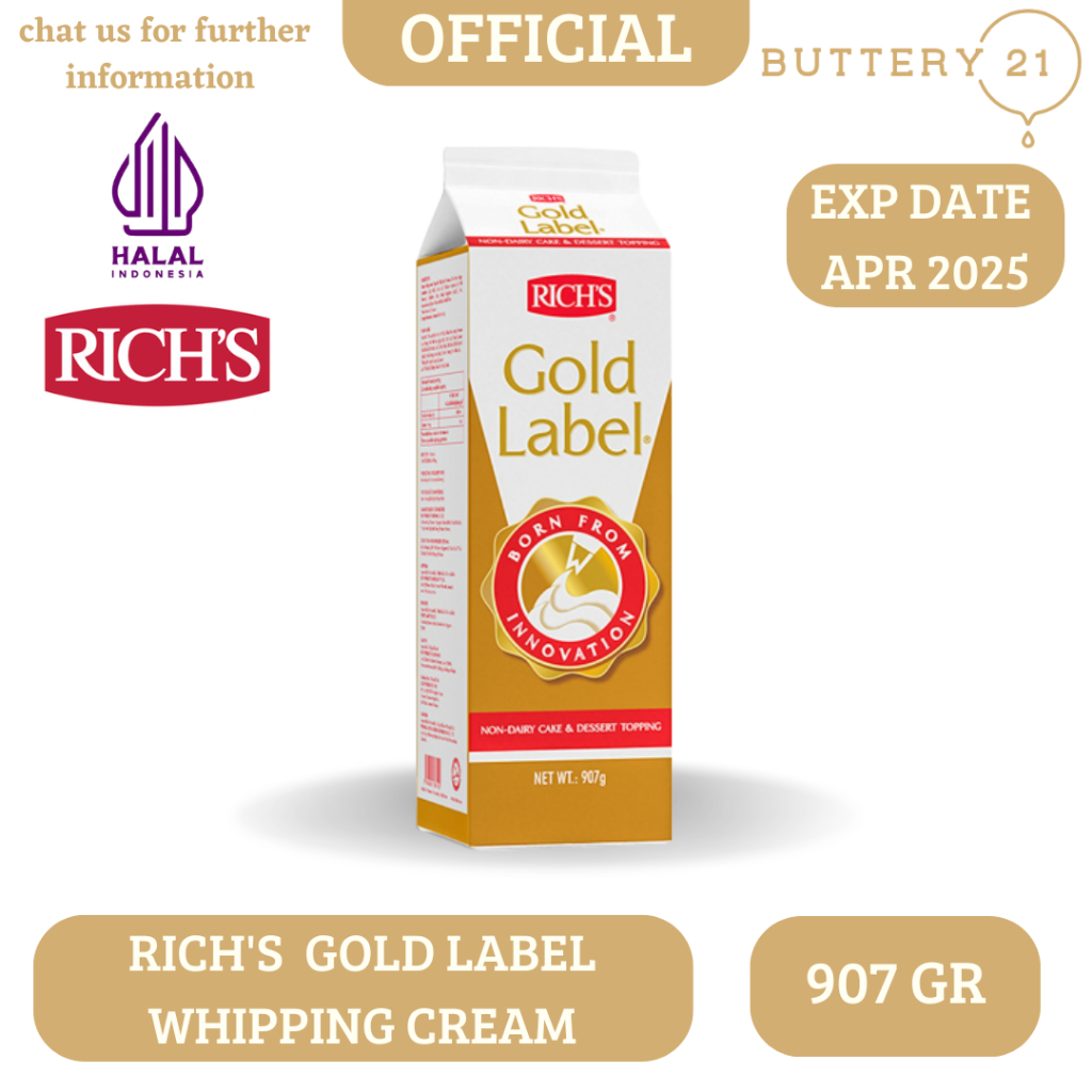 Jual RICH'S GOLD LABEL WHIPPING CREAM 907 GR/ LABEL EMAS 907 GR ...