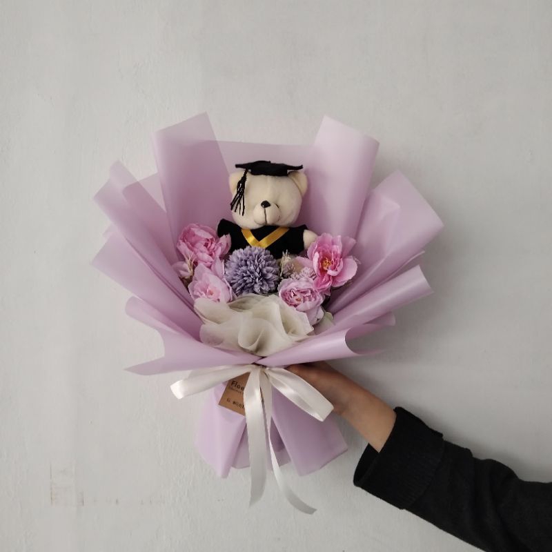 Jual (Ready) buket size S 40cm boneka bunga palsu bucket wisuda bouquet ...