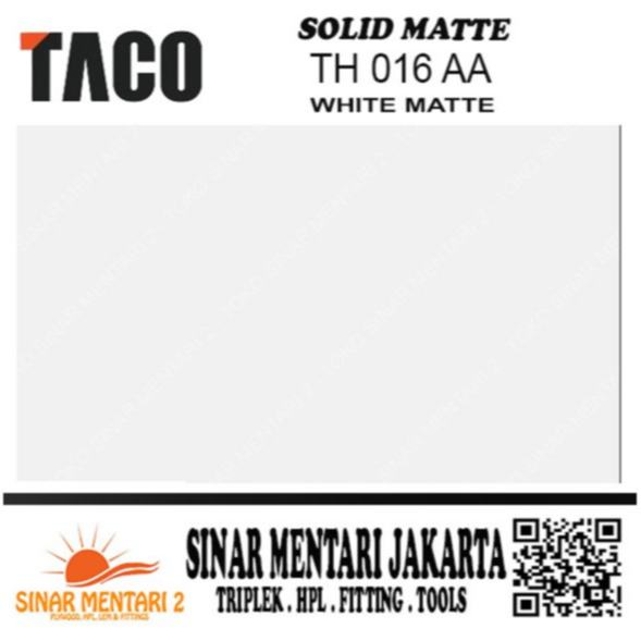 Jual TACO HPL SOLID MATTE TH 016 AA WHITE MATTE | Shopee Indonesia