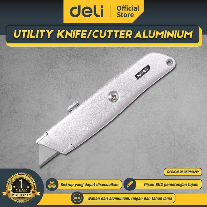 Jual Deli Utility Knife / Cutter Aluminium SK5 Auto-lock Perkakas ...
