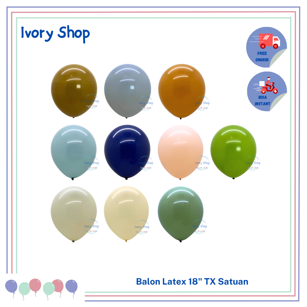 Jual Balon Latex 18 inch retro vintage TX 18" Balloon Grey Navy Matcha ...