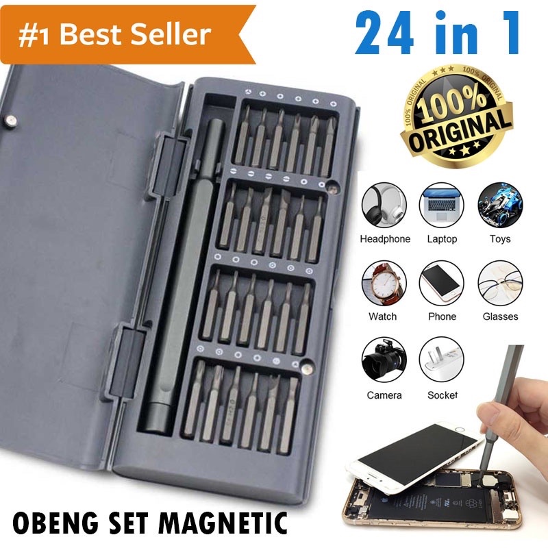 Jual Obeng Magnet Box Premium 24in1 Set Obeng Magnetic Multifungsi ...