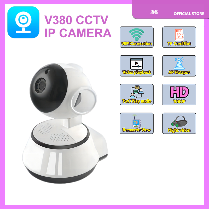 Jual CCTV V380 PRO IP CAMERA talky jarak jauh lewat HP 1080P HD ip ...