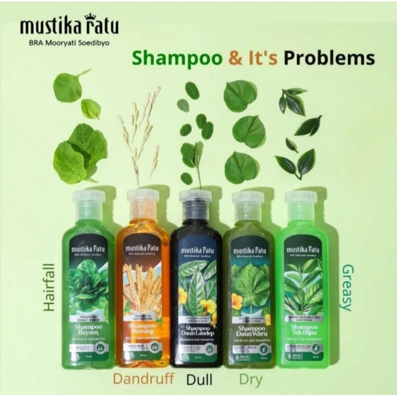 Jual Mustika Ratu Shampoo Bayam/ Merang/ Teh Hijau/ Daun Landep/ Daun ...