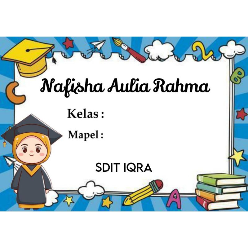 Jual (ISI 50 PCS) STICKER LABEL BUKU PELAJARAN SEKOLAH BISA CUSTOM NAMA ...