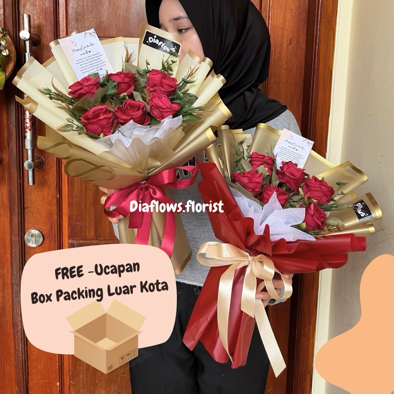 Jual [READY STOK] BUKET BUNGA MAWAR 6 TANGKAI/BUKET WISUDA/BUKET ULANG TAHUN WISUDA | Shopee ...