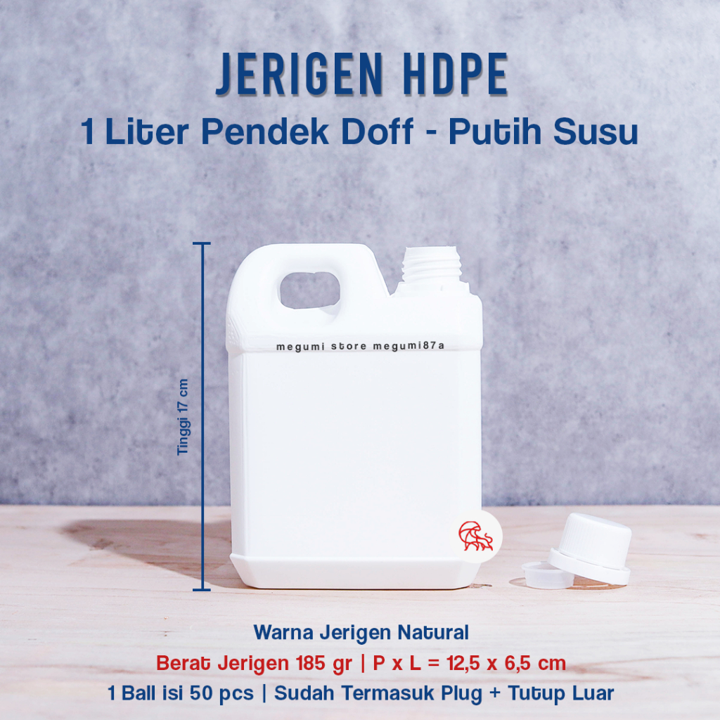 Jual jerigen 1 liter pendek putih susu hdpe / jerigen madu 1000ml ...