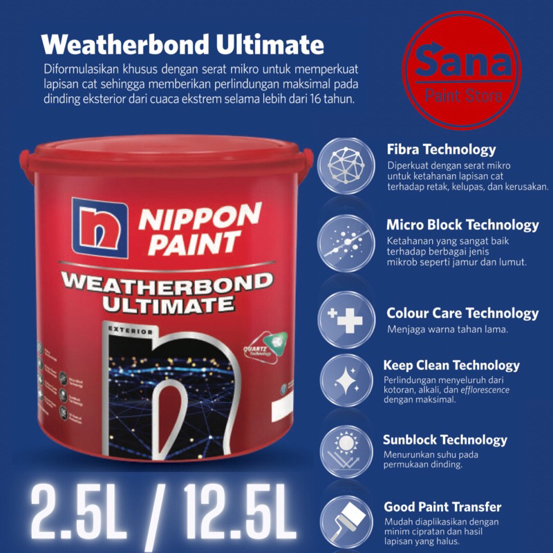 Jual CAT NIPPON WEATHERBOND ULTIMATE 2.5L BISA REQUEST DAN CUSTOM WARNA ...