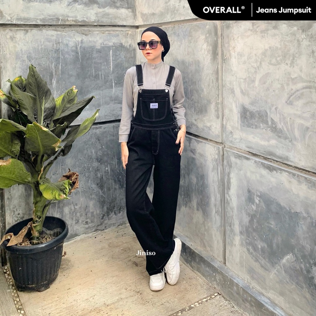 Jual JINISO - Jumpsuit 601 Overall Celana Jeans Panjang | Shopee Indonesia