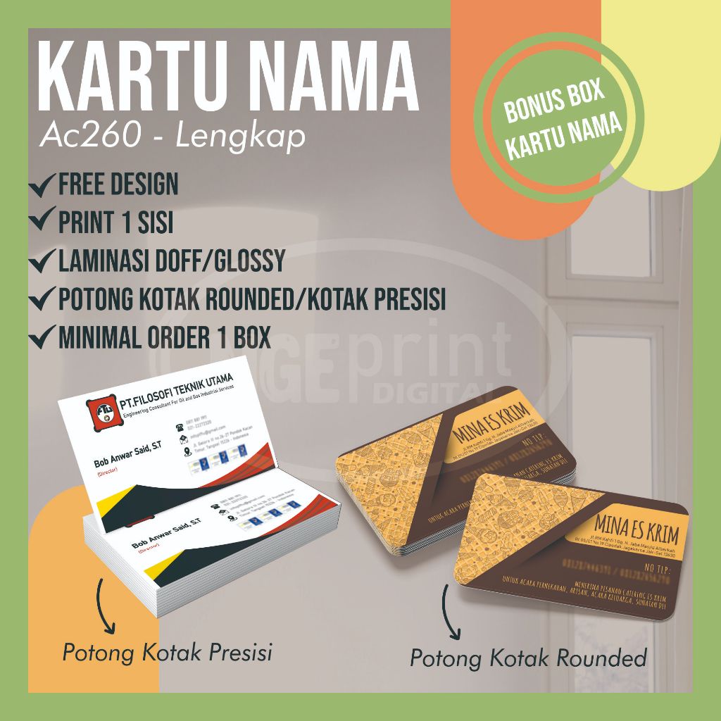 Jual [Perbox] Kartu nama 1 sisi bisa custom design / kartu nama Custom ...