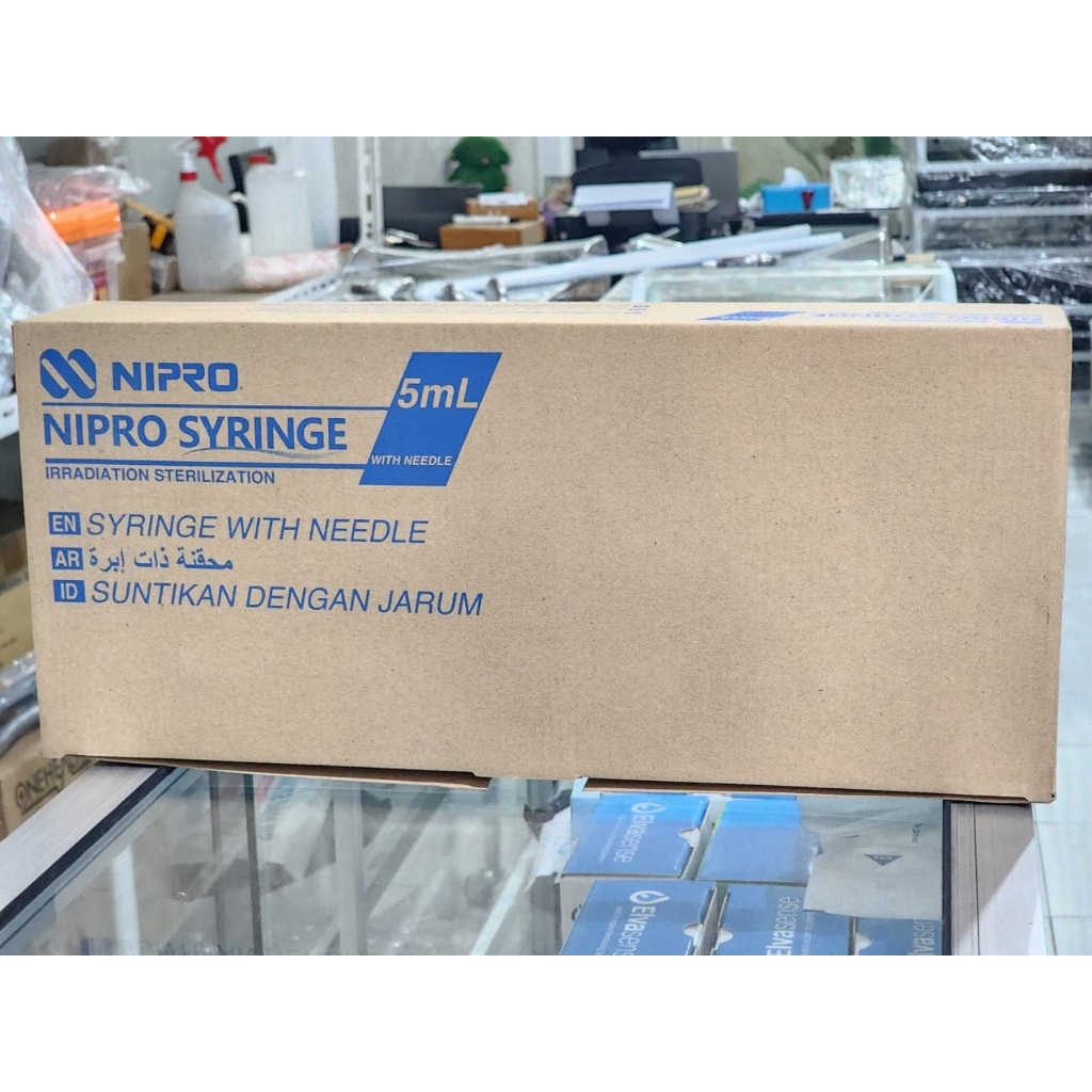 Jual NIPRO SYRINGE 5 CC WITH NEEDLE /SPUIT 5CC NIPRO PER BOX ISI 100 ...