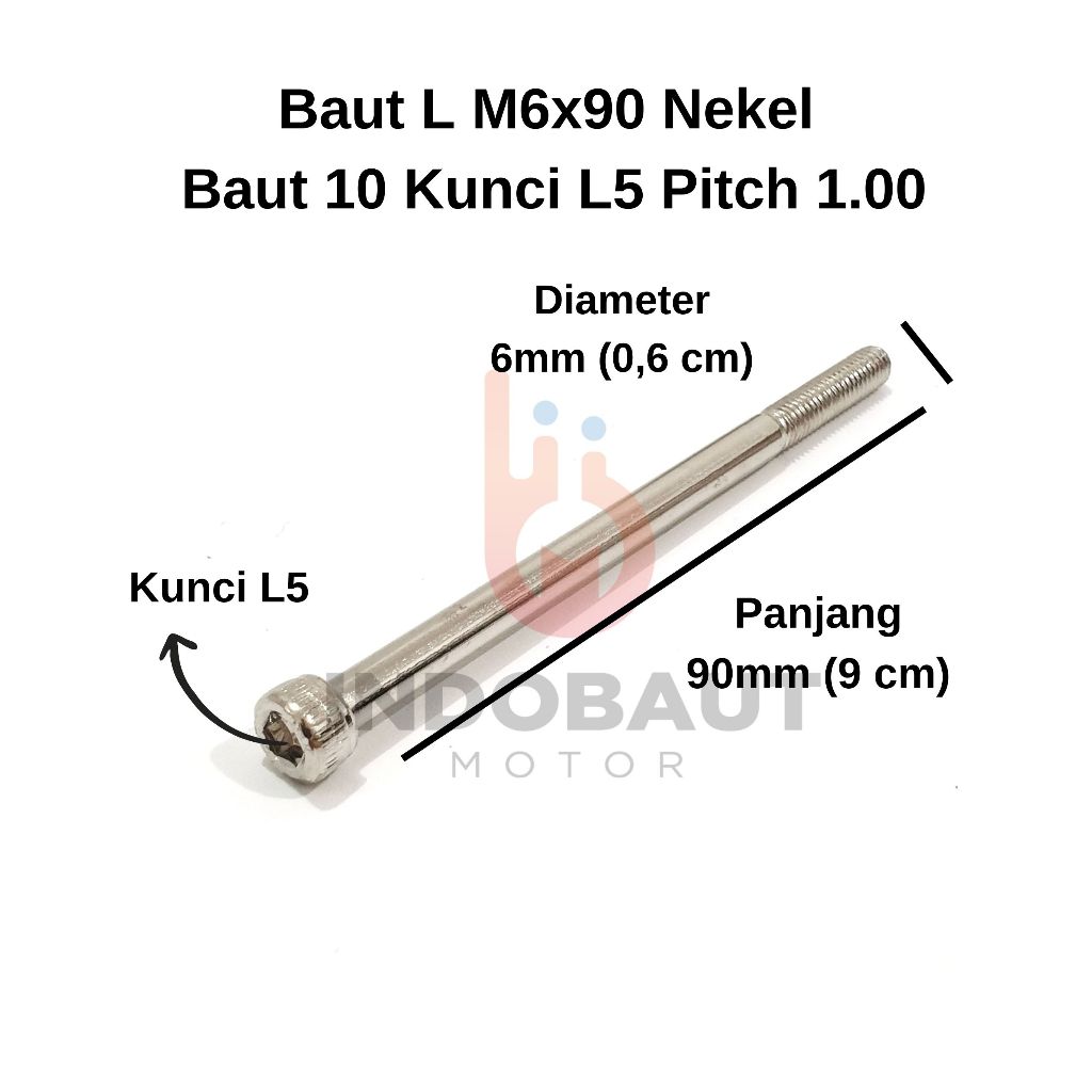 Jual Baut L M6x90 Drat 10 Nekel Kunci L5 6x90 M6 6mm 1.00 | Shopee ...