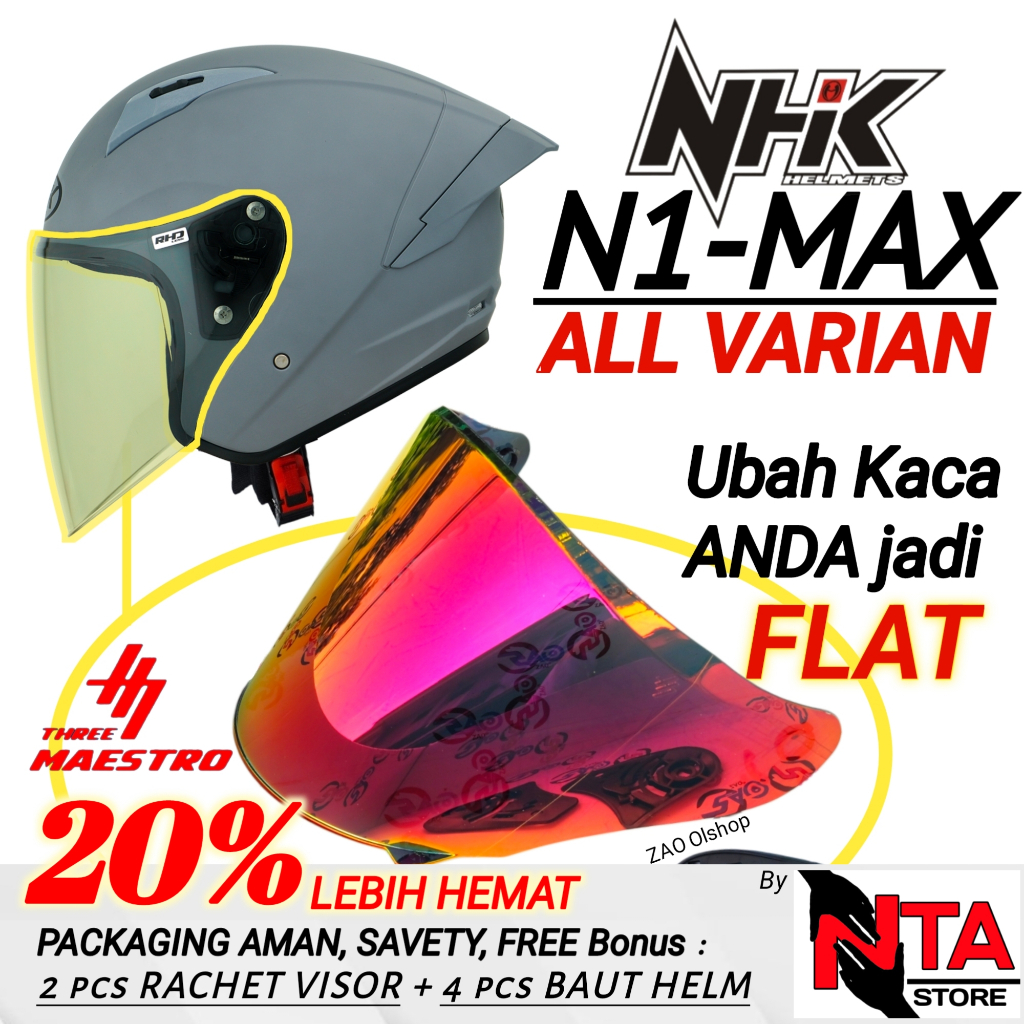 Jual Kaca Helm NHK N1 MAX Flat Visor Venom Free Rachet dan Baut helm ...