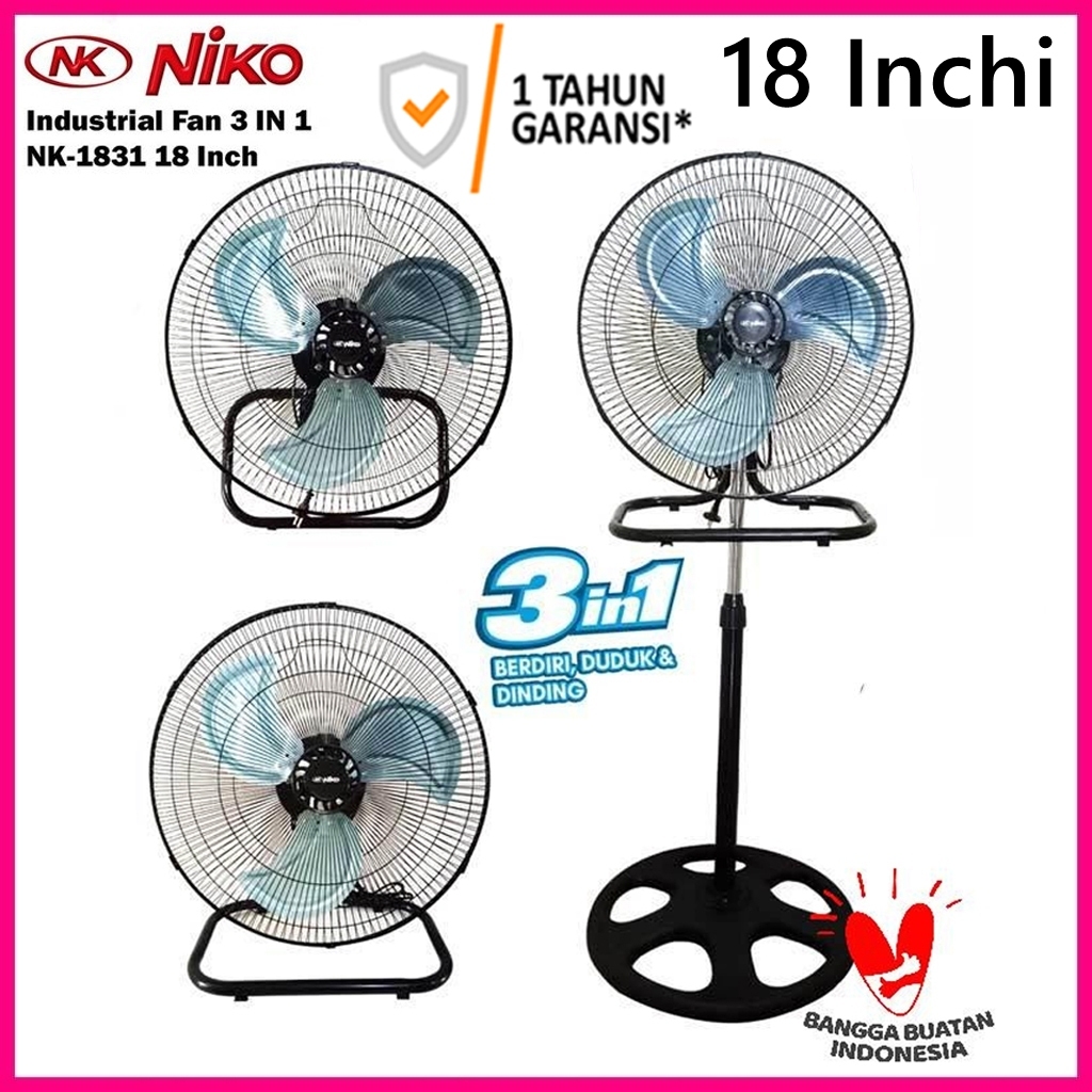 Jual Kipas Tornado Niko NK1831 Kipas Angin Besi 3in1 Ukuran 18 Inchi ...