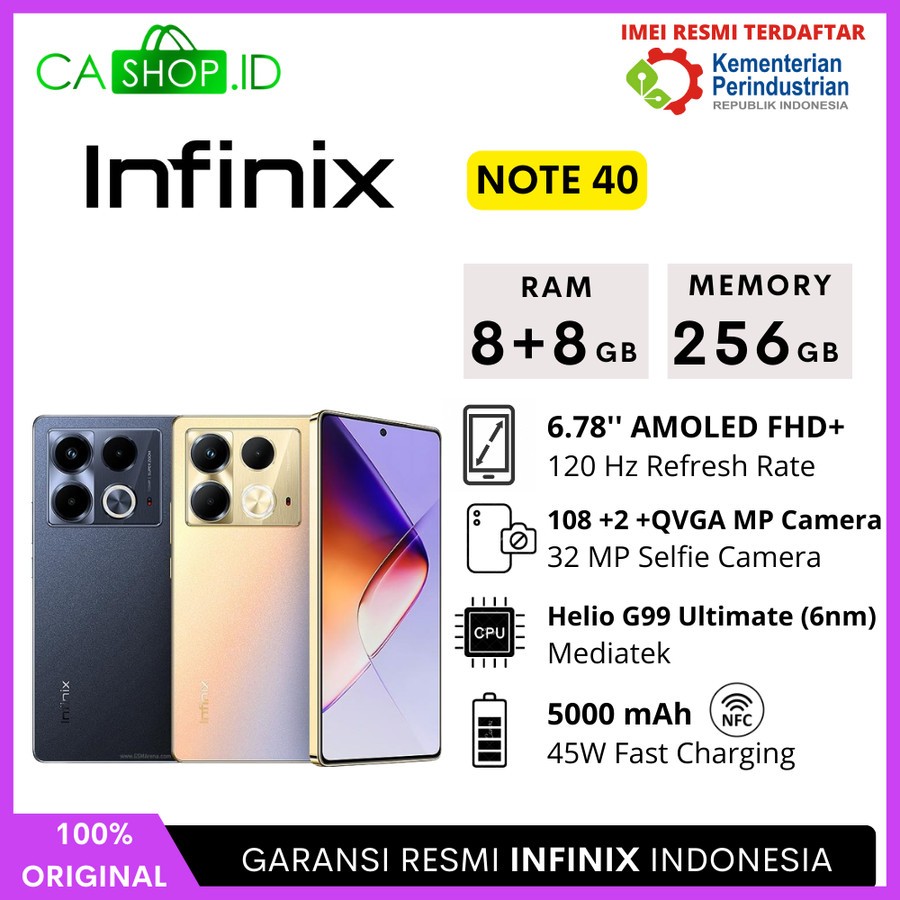 Jual Infinix Note 40 NFC - 8GB 256GB (8/256) G99 New Original Garansi ...