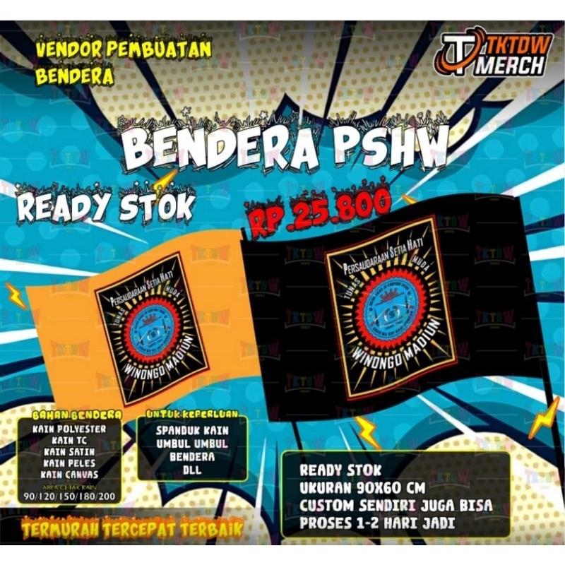 Jual BENDERA PSHW ( LOGO KOTAK KUNING / HITAM ) READY STOK DAN CUSTOM ...