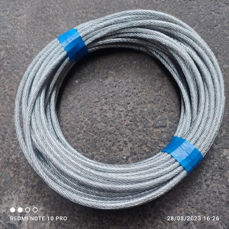 Jual tali kawat seling pvc 2 mm 3 mm 4 mm 5 mm 6 mm lapis plastik galvanis 1 meter | Shopee ...