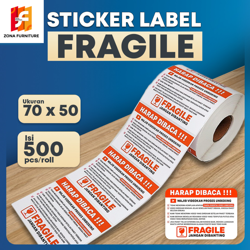 Jual Label Sticker FRAGILE Wajib Video Unboxing Stiker Jangan Dibanting ...