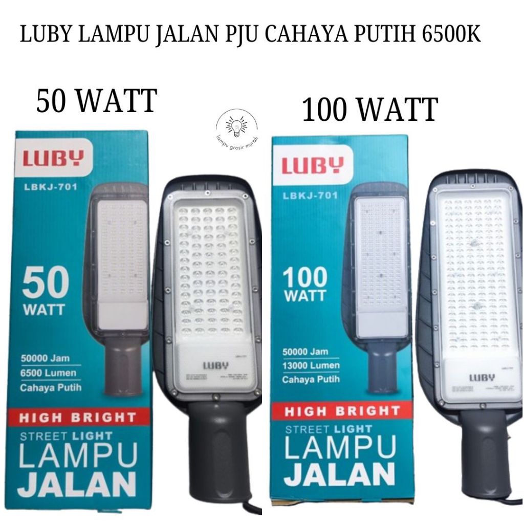 Jual LUBY LAMPU JALAN PJU 50 WATT / 100 WATT CAHAYA PUTIH 6500K STREET LIGHT SNI | Shopee Indonesia