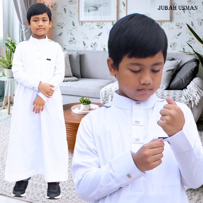 Jual Jubah Anak Utsman Gamis Anak Laki Laki Remaja Lengan Panjang Putih ...